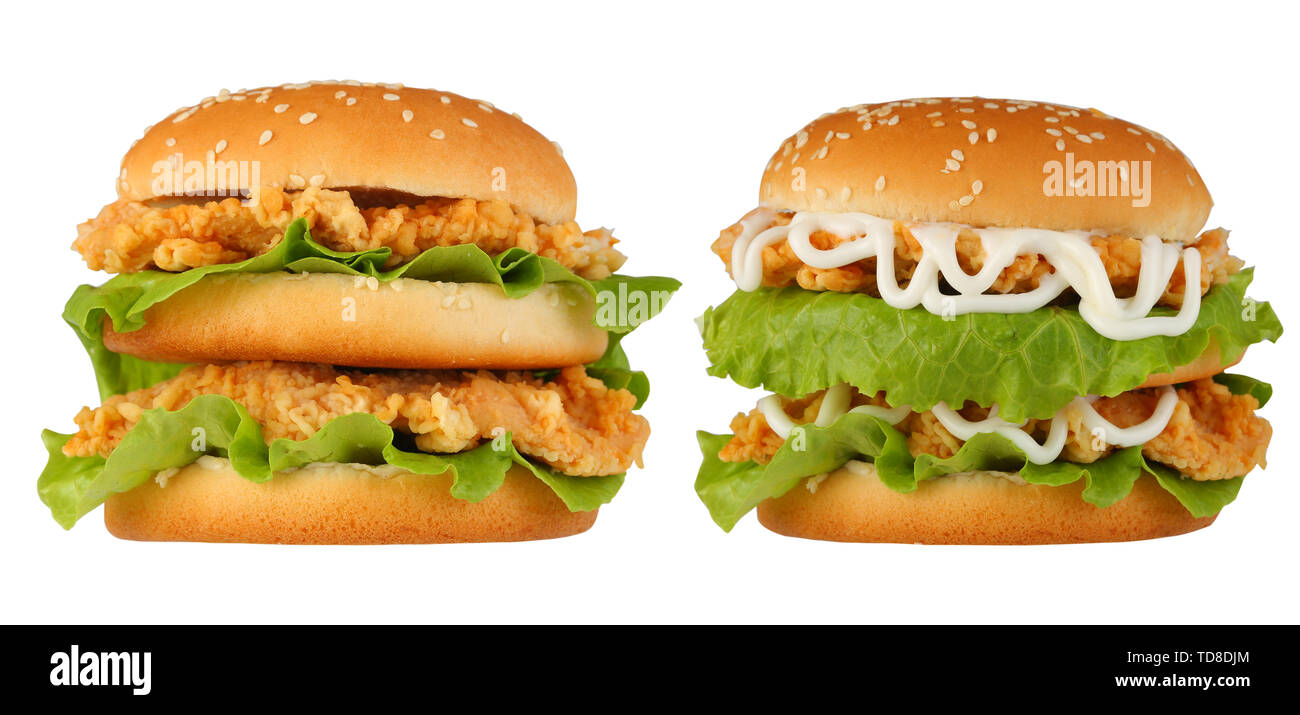 Chicken chop burger Stock Photo - Alamy