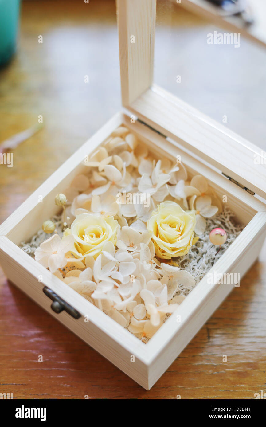 Eternal flower wooden gift box Stock Photo - Alamy