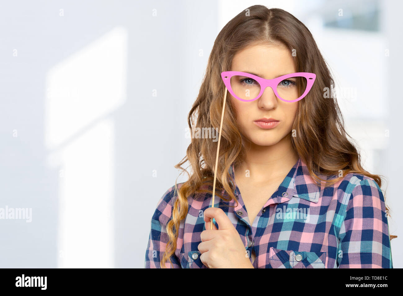 Woman in a Photo Booth party Stock Photo - Alamy