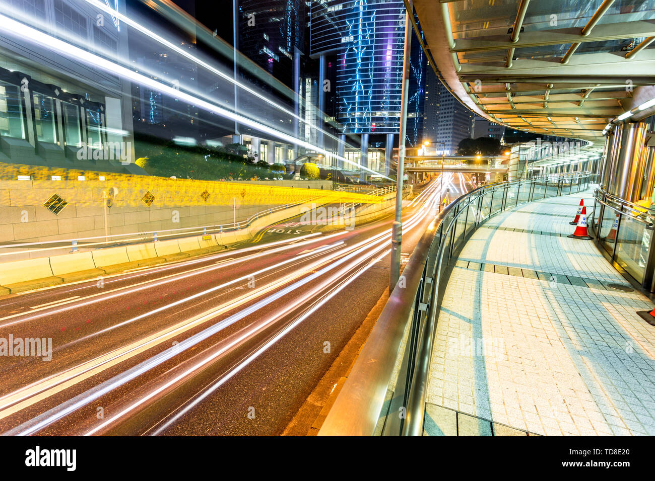 urban city traffic light trails at night Stock Photo - Alamy