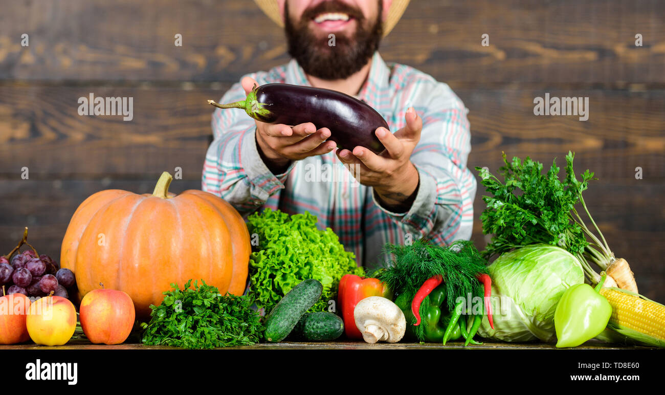 Farmer with organic vegetables. Excellent quality harvest. Organic ...