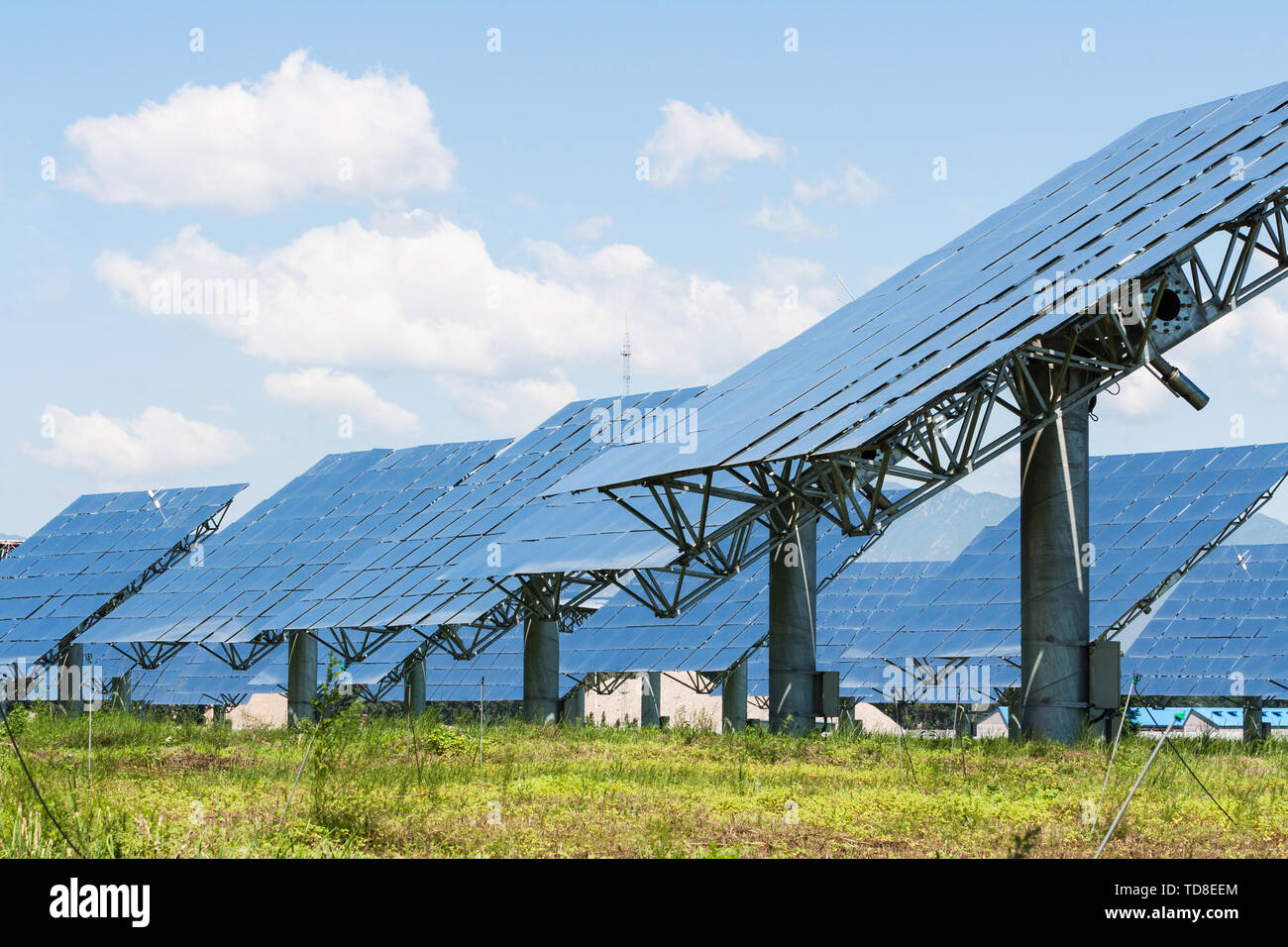 Solar panel in the green Stock Photo - Alamy