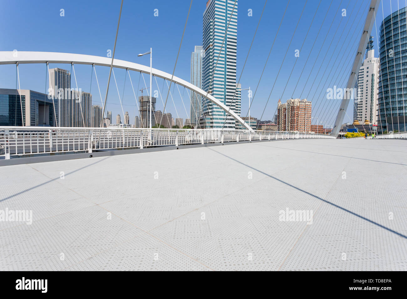 Modern bridge and empty road floor Stock Photo - Alamy