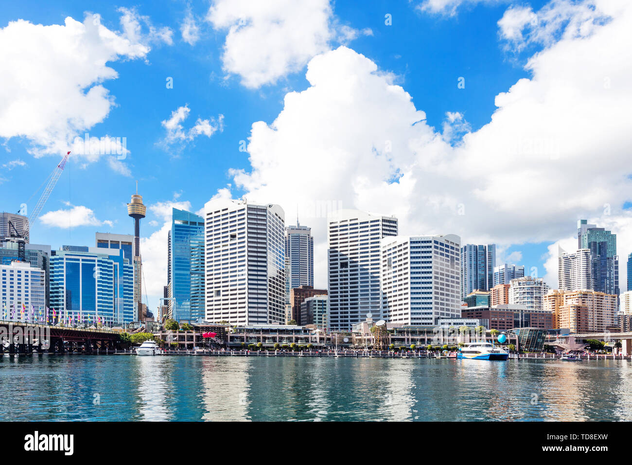Skyline and office building at seashore Stock Photo - Alamy
