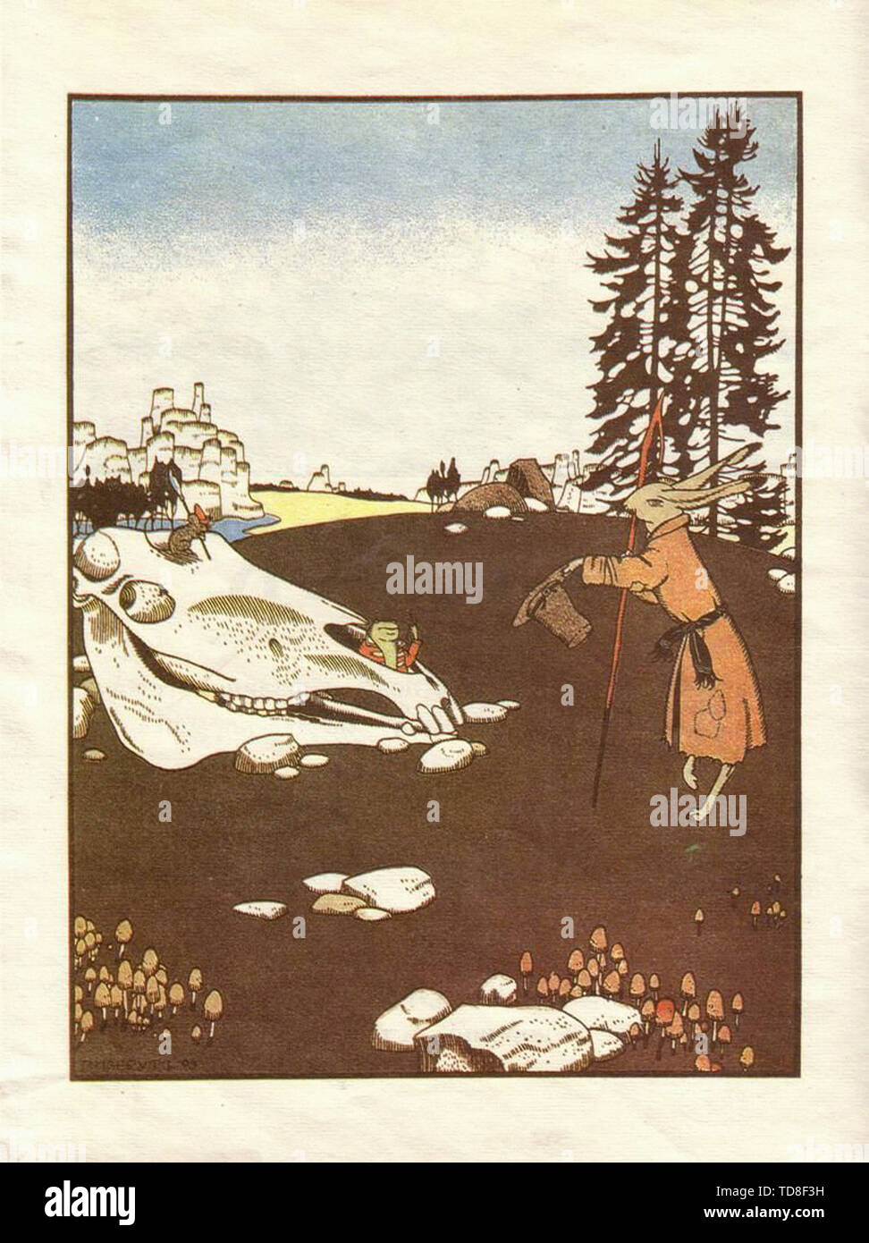 Heorhiy Narbut - Illustration Fairy Tales Teremok Mizgir 1910 2 1910 ...