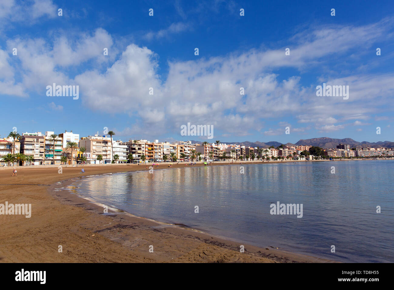 Puerto de Mazarron beach Murcia Spain with blue sky and sea Stock Photo ...