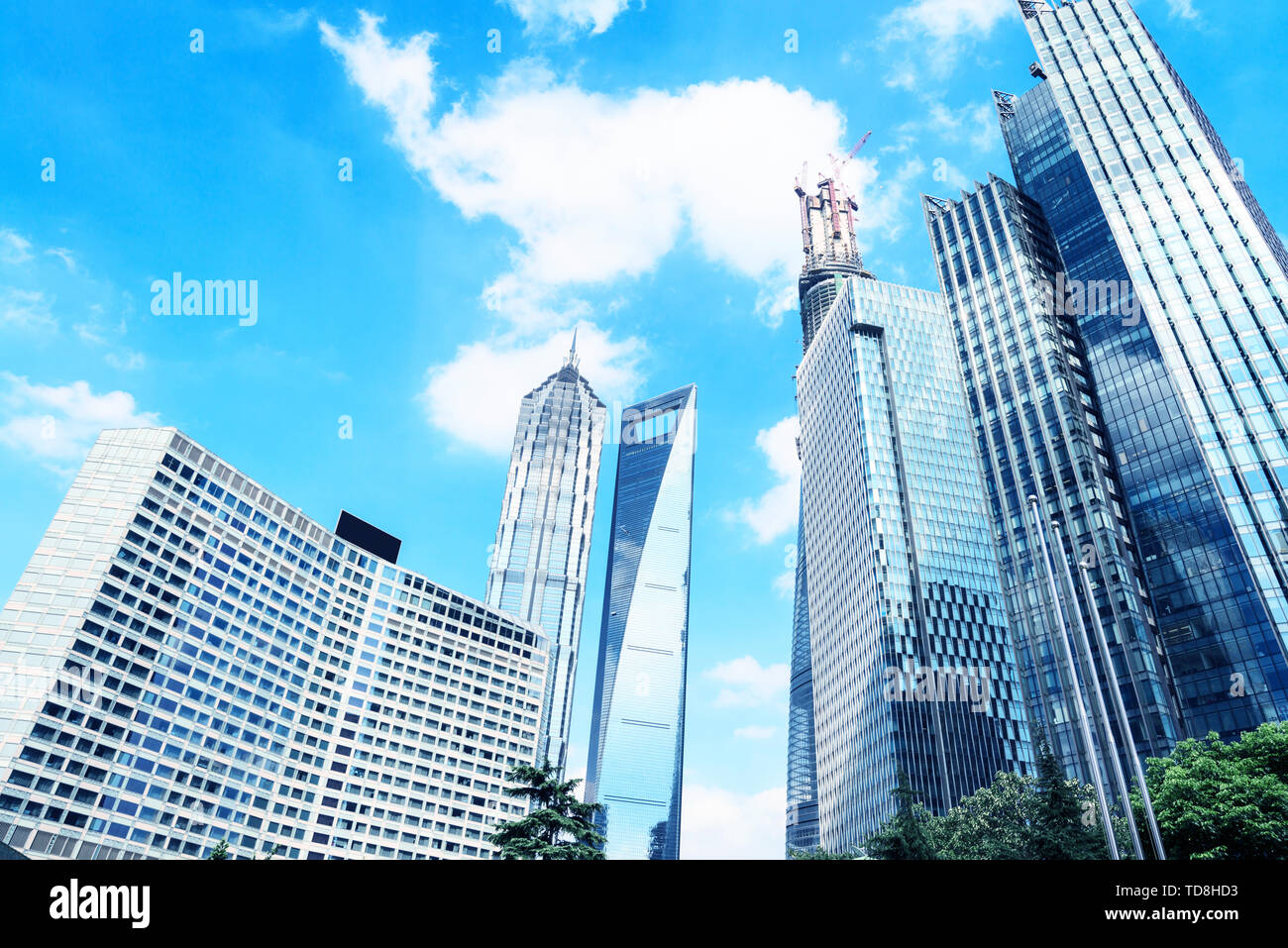 modern office buildings in shanghai in blue sky Stock Photo - Alamy