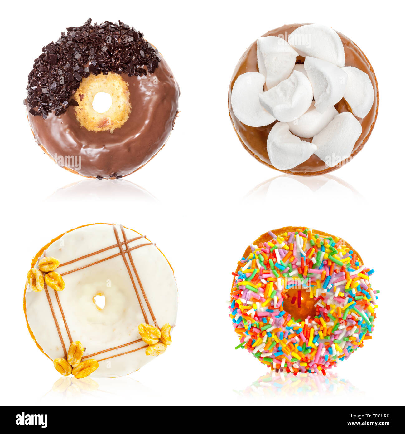 Delicious donuts collage, isolated on white Stock Photo - Alamy