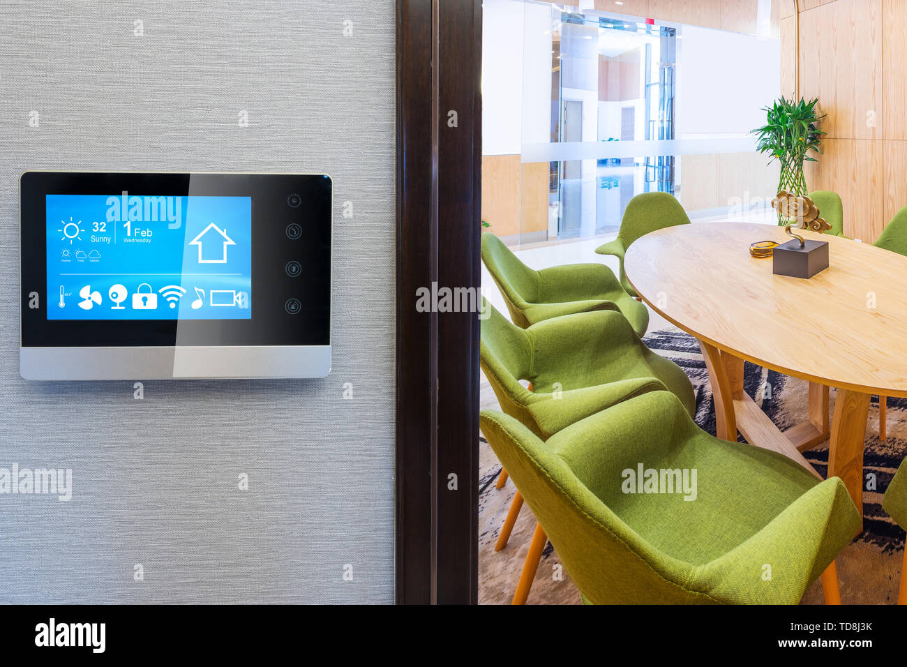smart screen with smart home with modern dining room Stock Photo - Alamy