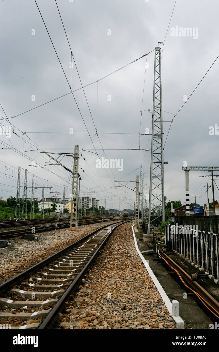 The longitudinal and horizontal lines of the railway Stock Photo - Alamy