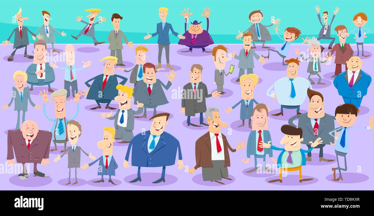 Cartoon Illustration of Happy Men or Businessmen People Comic ...