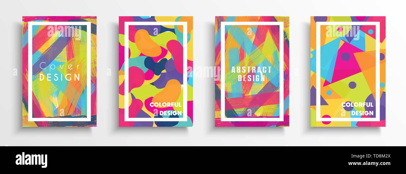 Abstract background design set. Modern flat shape in colorful style for ...