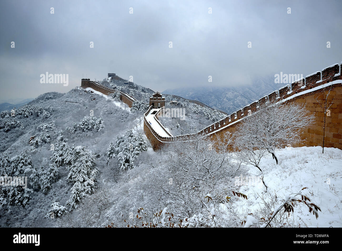 Snow view of the Great Wall Stock Photo - Alamy
