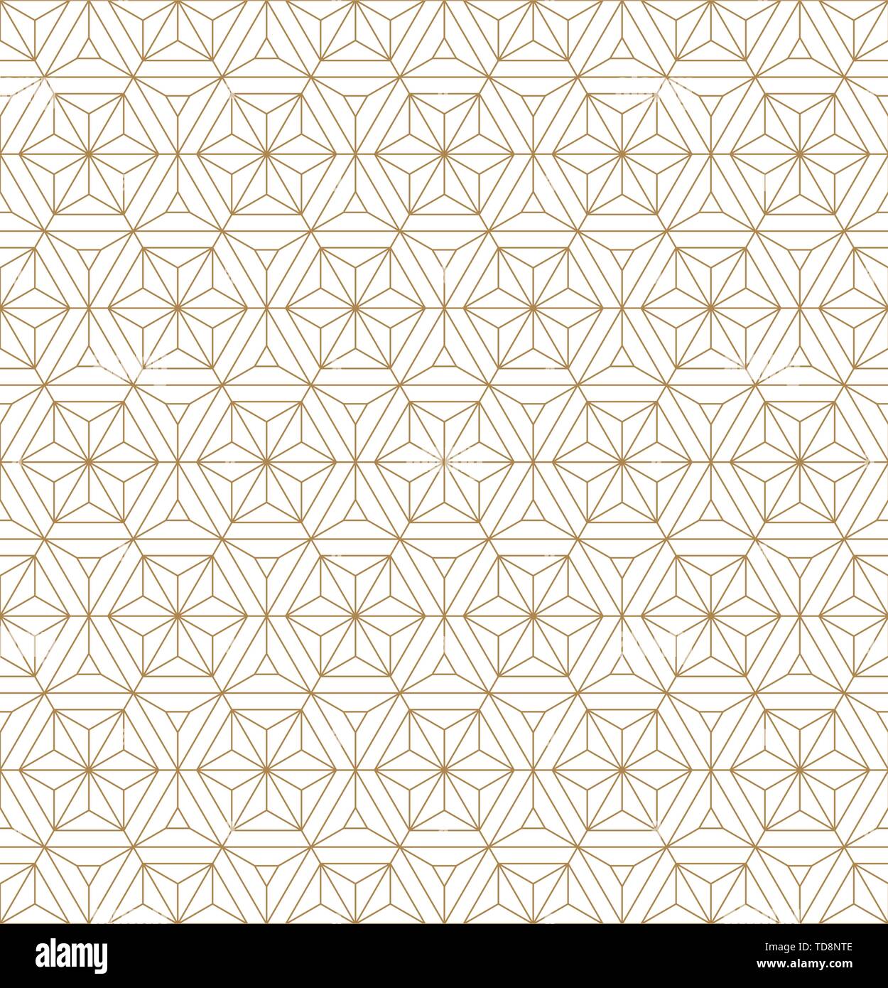 Japanese seamless geometric pattern .Gold silhouette lines.For design ...