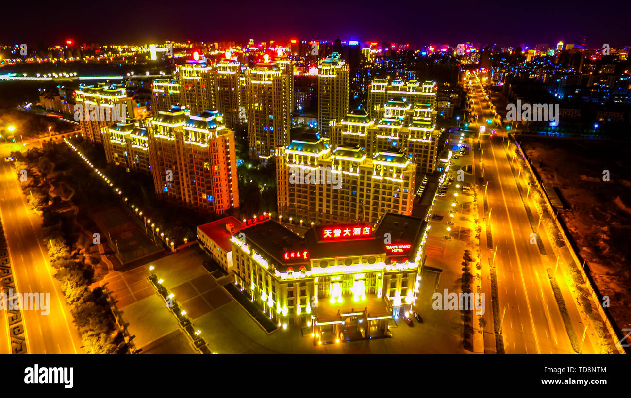 Illuminated models and buildings and skyscrapers hi-res stock ...