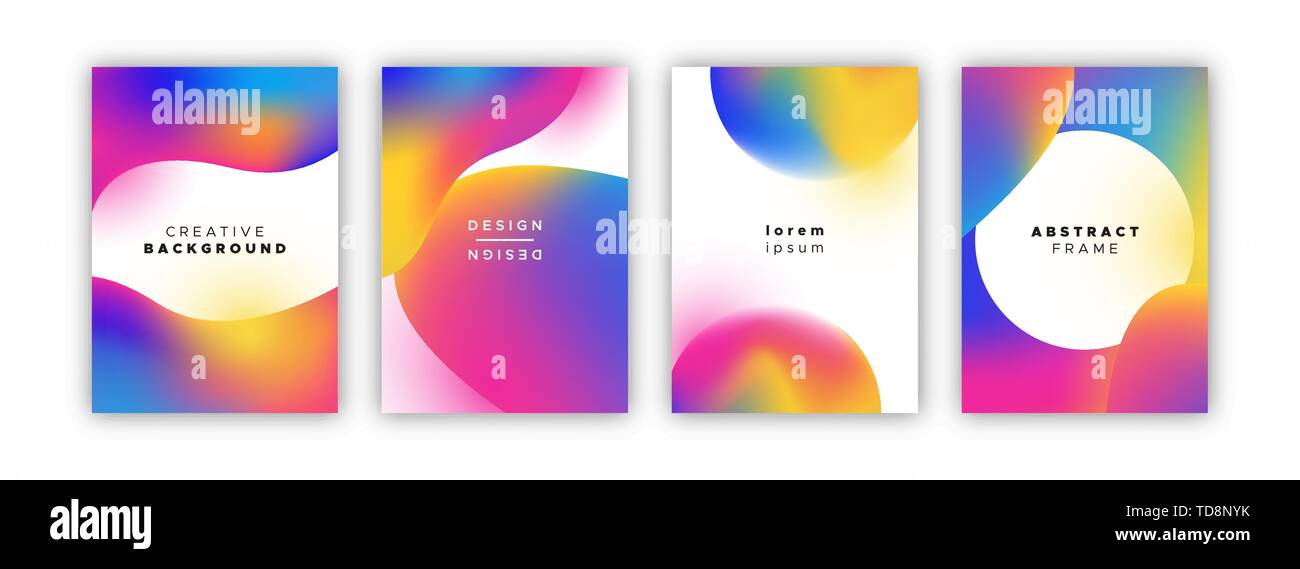 Abstract holographic background design set. Modern minimalist gradient ...