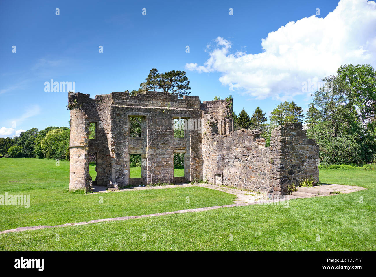 Looking over to the Ancient Scottish Ruins and Outbuildings of Old ...