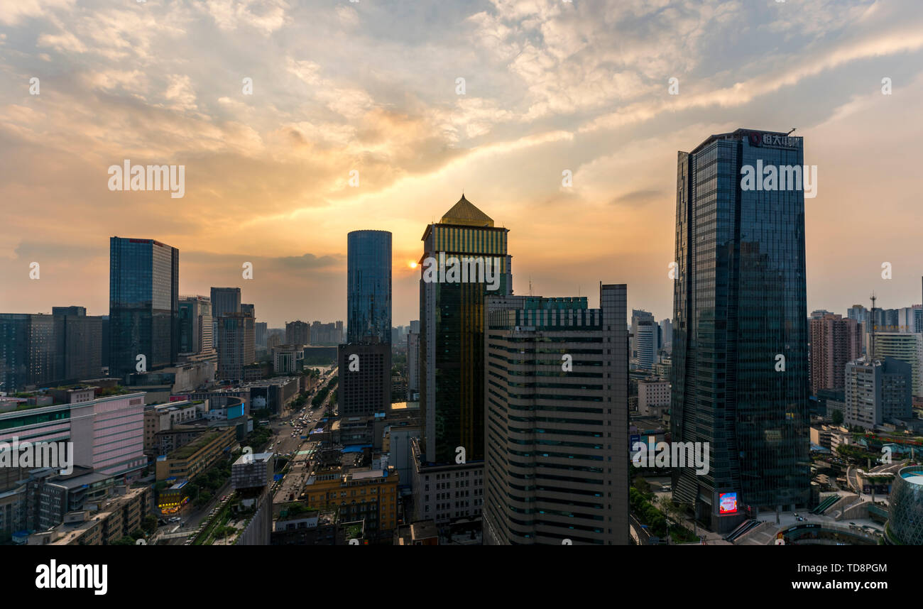 The sunset moment on Shu Du Avenue in Chengdu Stock Photo - Alamy
