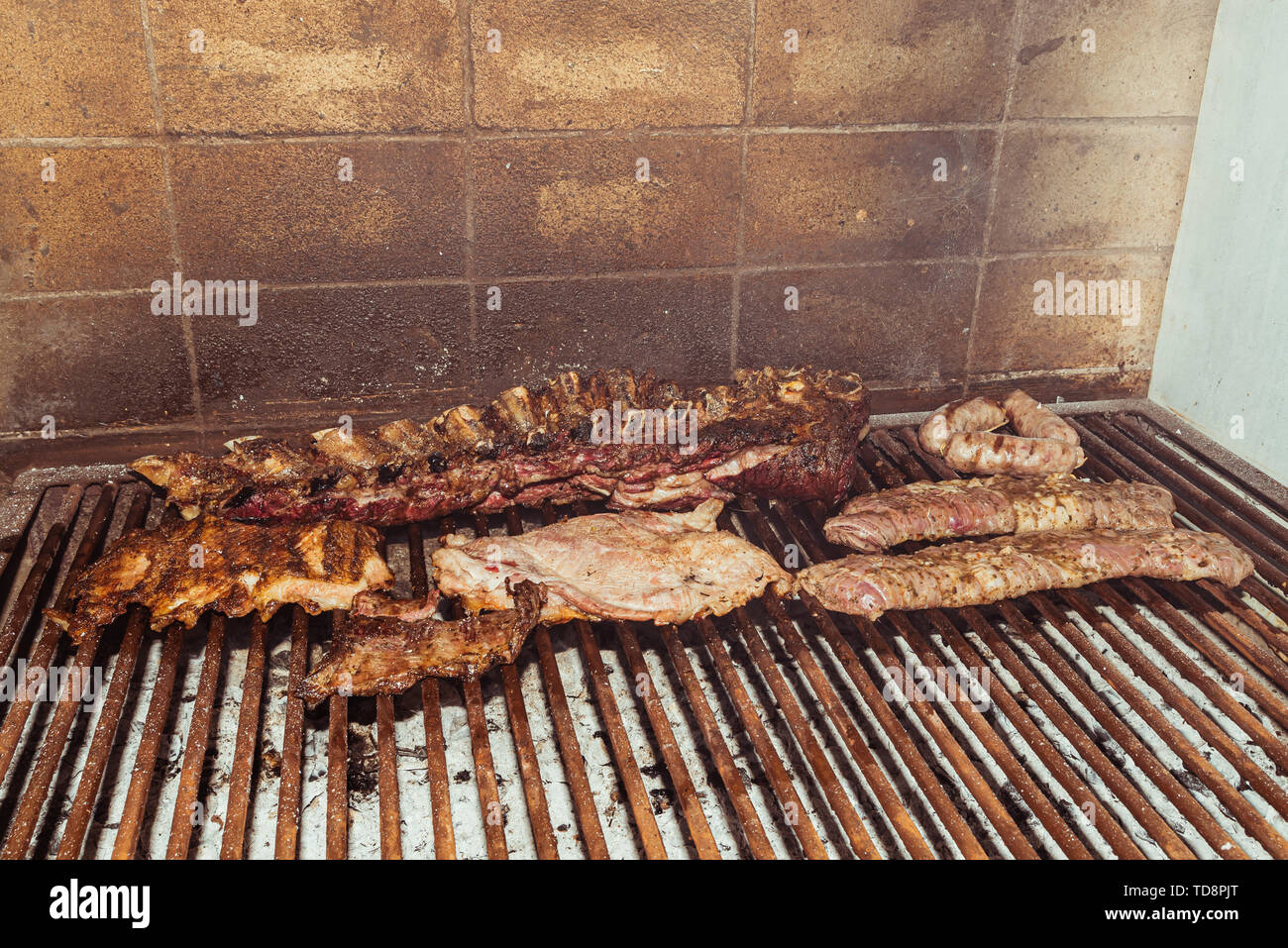 "Parrillada" Argentine barbecue make on live coal (no flame), beef ...