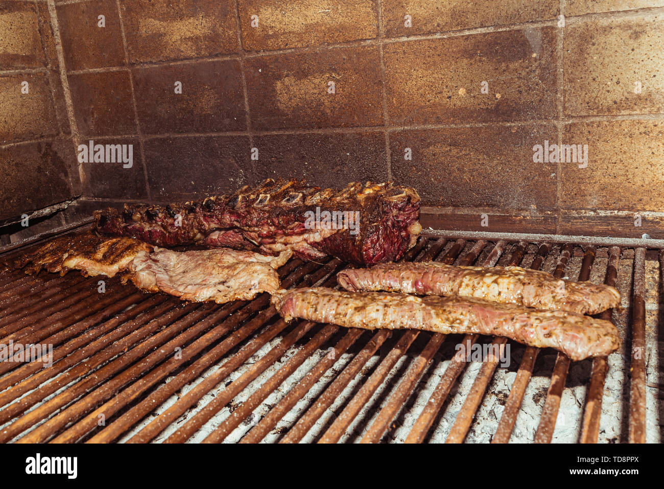 "Parrillada" Argentine barbecue make on live coal (no flame), beef ...