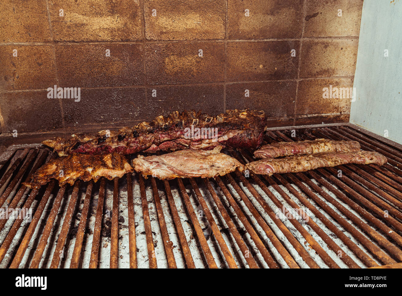 "Parrillada" Argentine barbecue make on live coal (no flame), beef ...