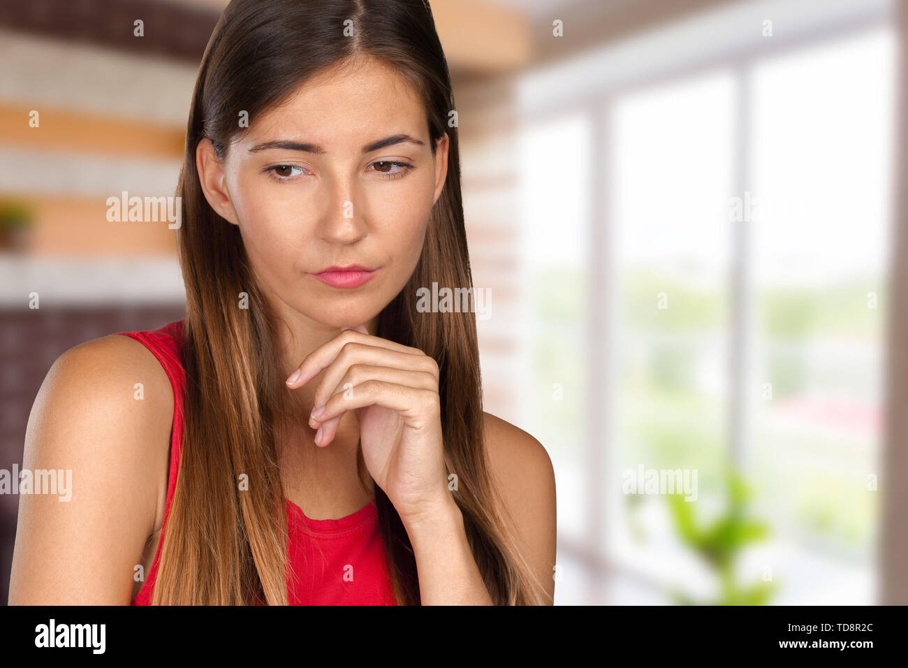 closeup emotional portrait sad woman Stock Photo - Alamy