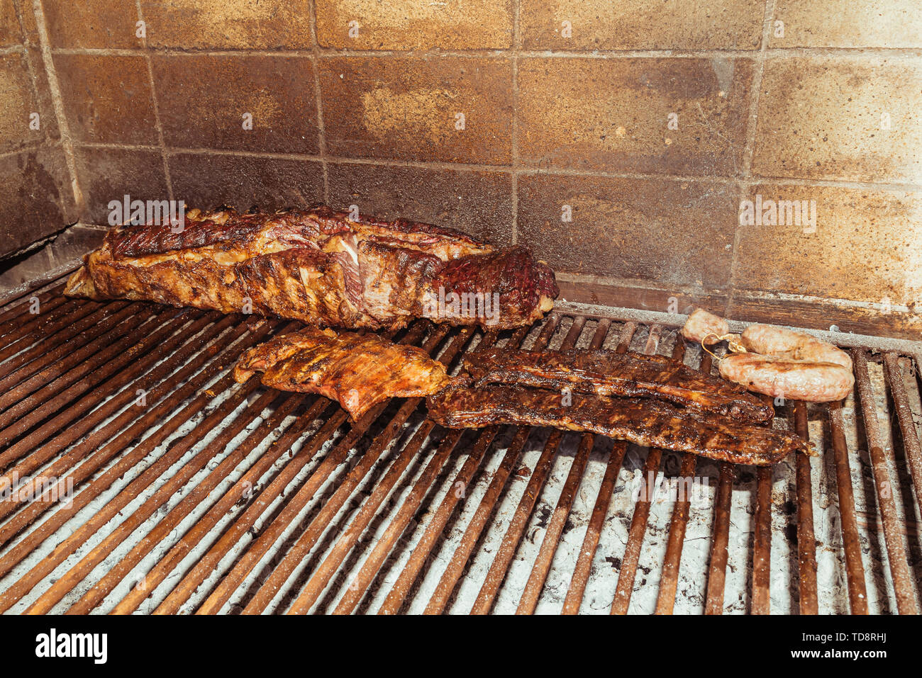 "Parrillada" Argentine barbecue make on live coal (no flame), beef ...
