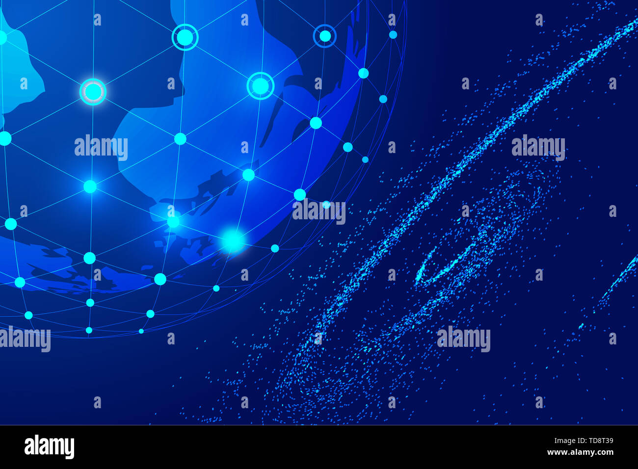 Cosmic wormhole vortex, world map, point, line composition ...