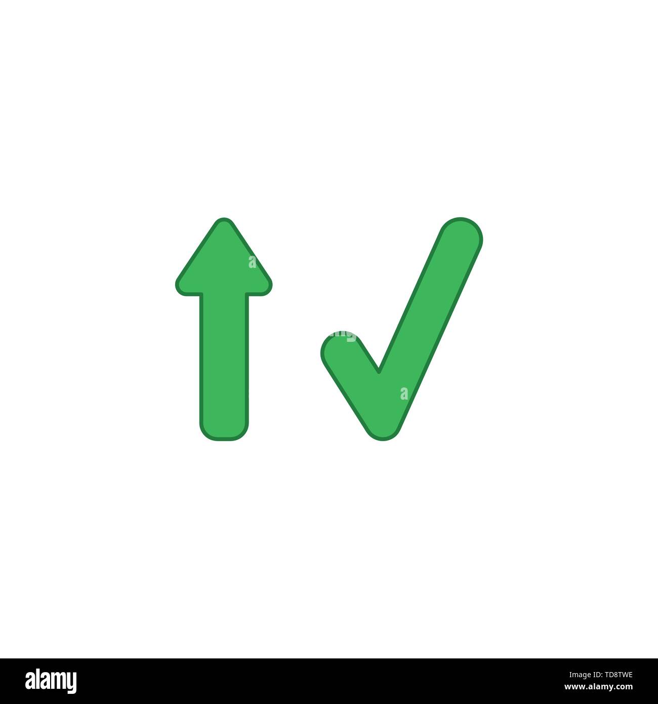 Vector icon concept of arrow pointing up and check mark. Colored ...