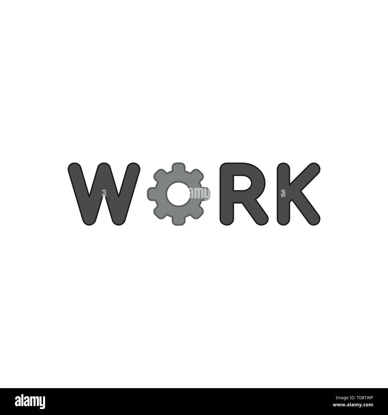 Vector icon concept of work word with gear. Colored outlines Stock ...