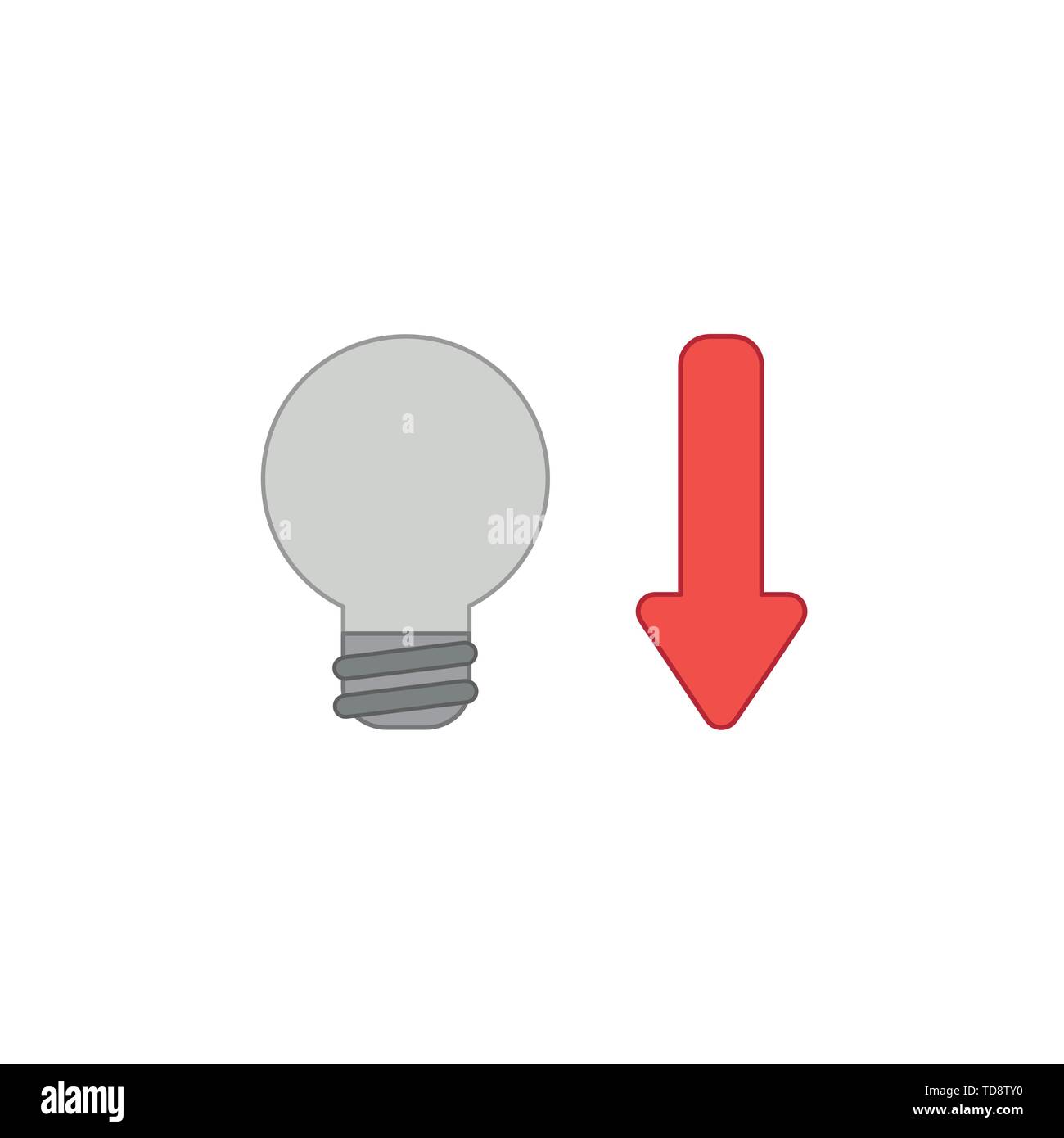 Vector icon concept of light bulb with arrow moving down. Colored ...
