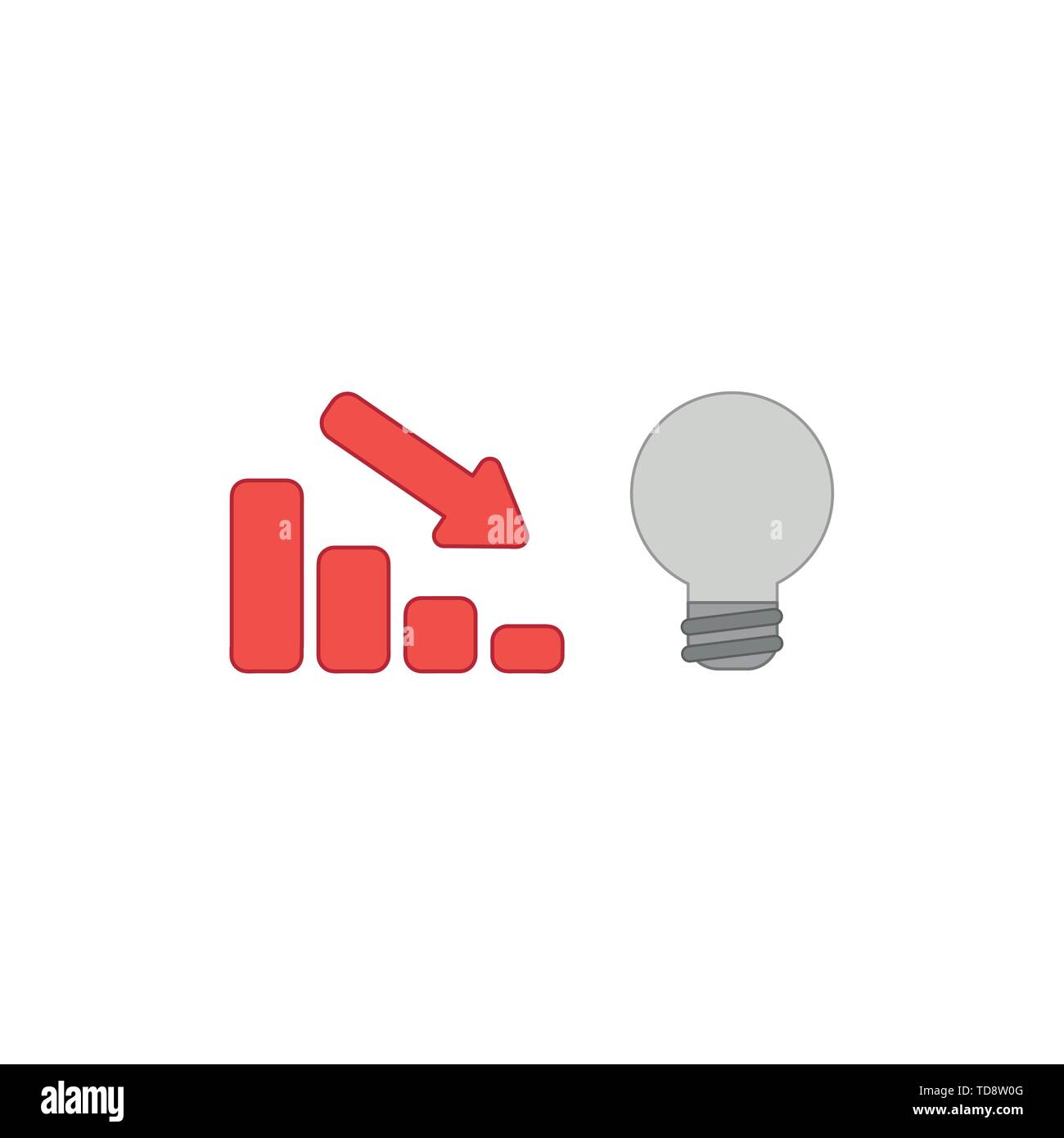Vector icon concept of sales bar chart with arrow pointing down and ...