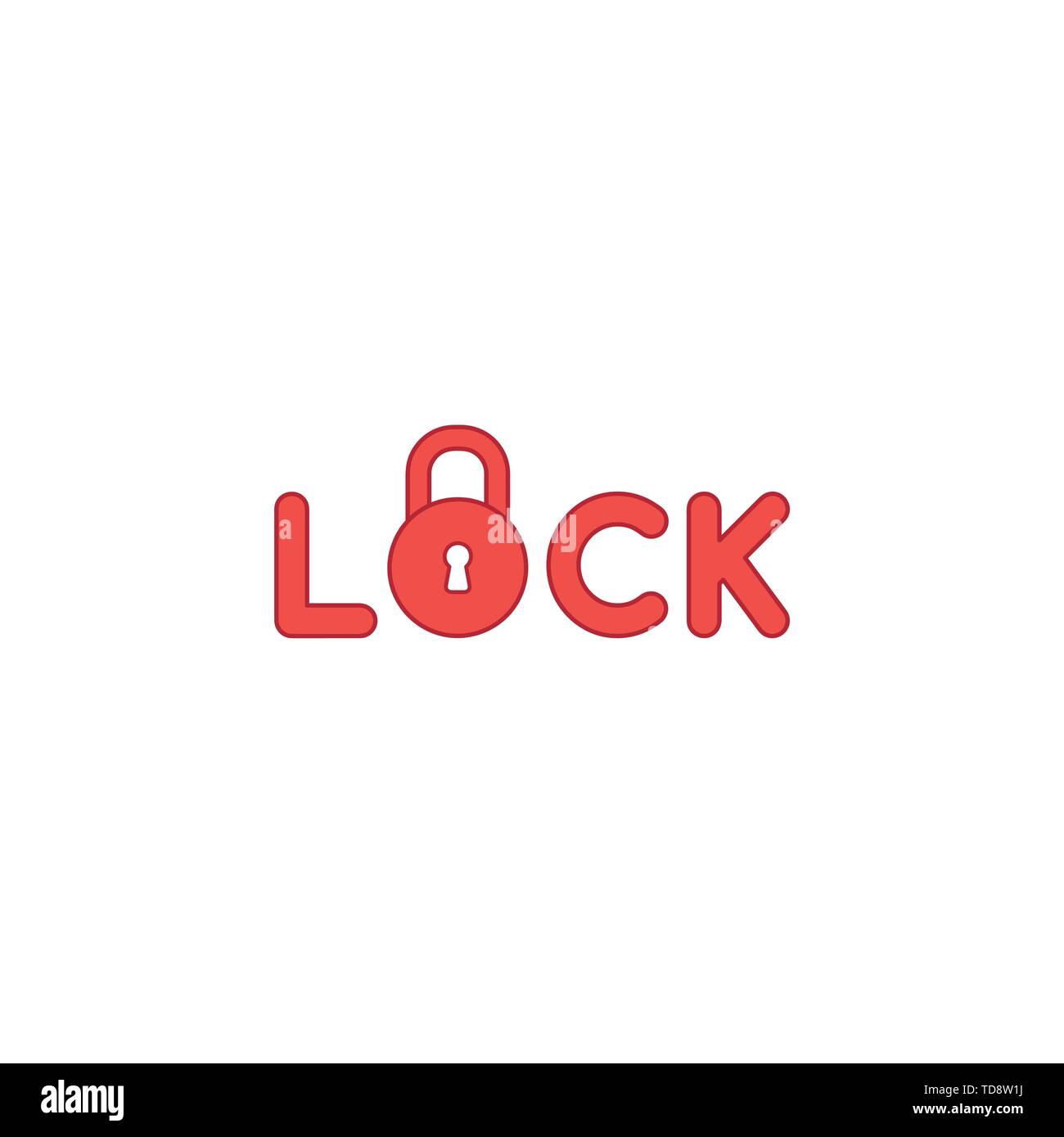 Vector icon concept of lock text with closed padlock. Colored outlines ...