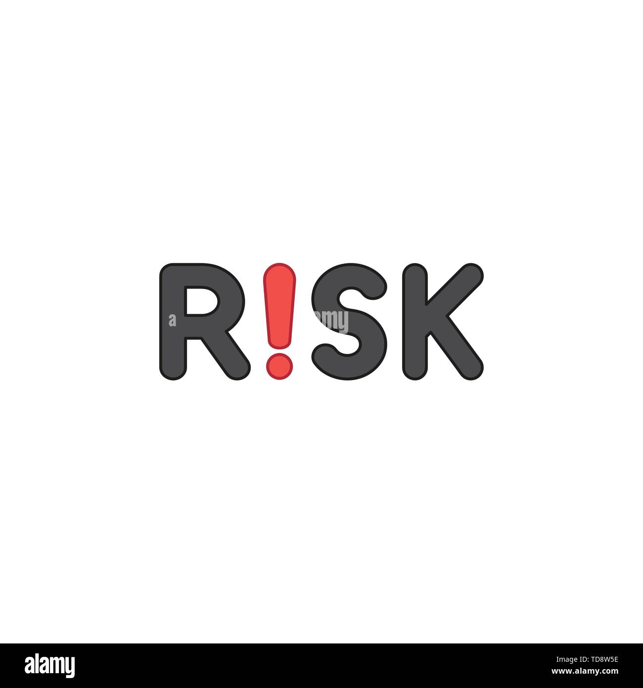 Vector icon concept of risk text with exclamation mark. Colored ...