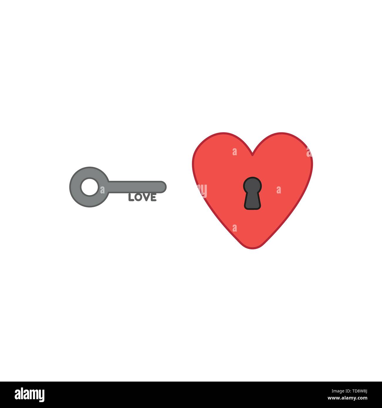 Vector icon concept of love key and heart with keyhole. Colored ...
