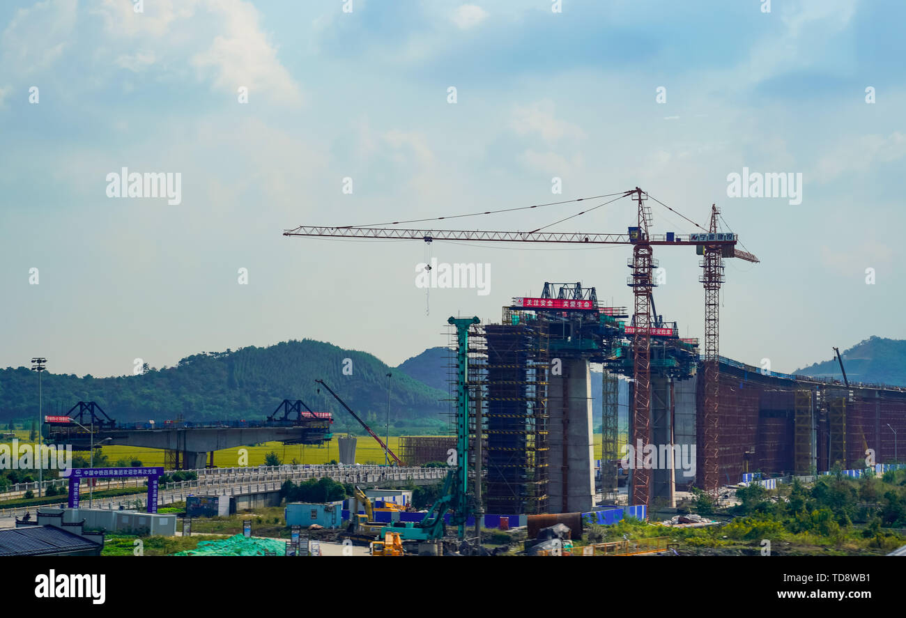 Construction and transportation system with the sky hi-res stock ...