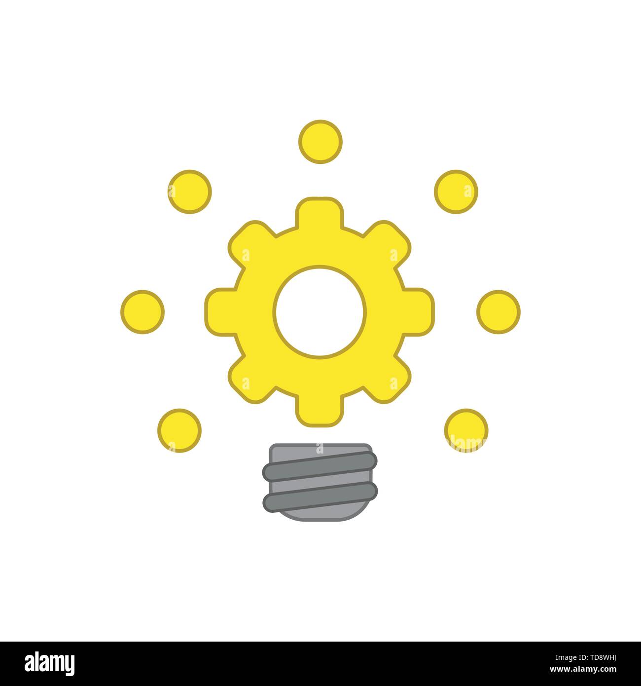 Vector icon concept of gear light bulb glowing. Colored outlines Stock ...