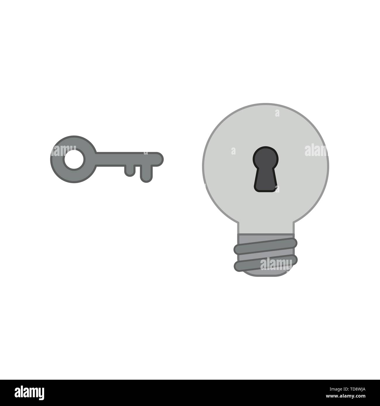 Vector icon concept of light bulb with keyhole and key. Colored ...