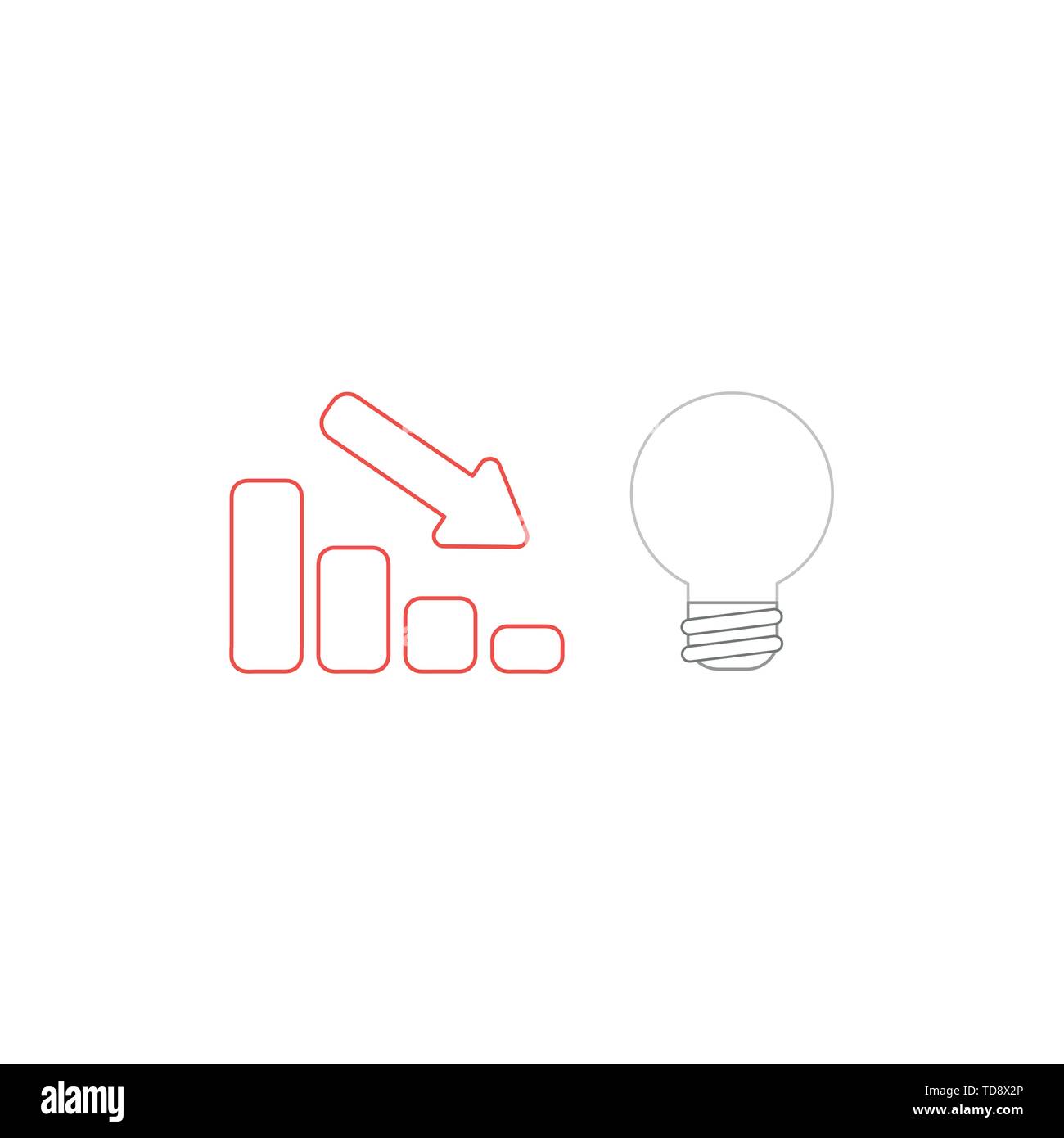 Vector icon concept of sales bar chart with arrow pointing down and ...