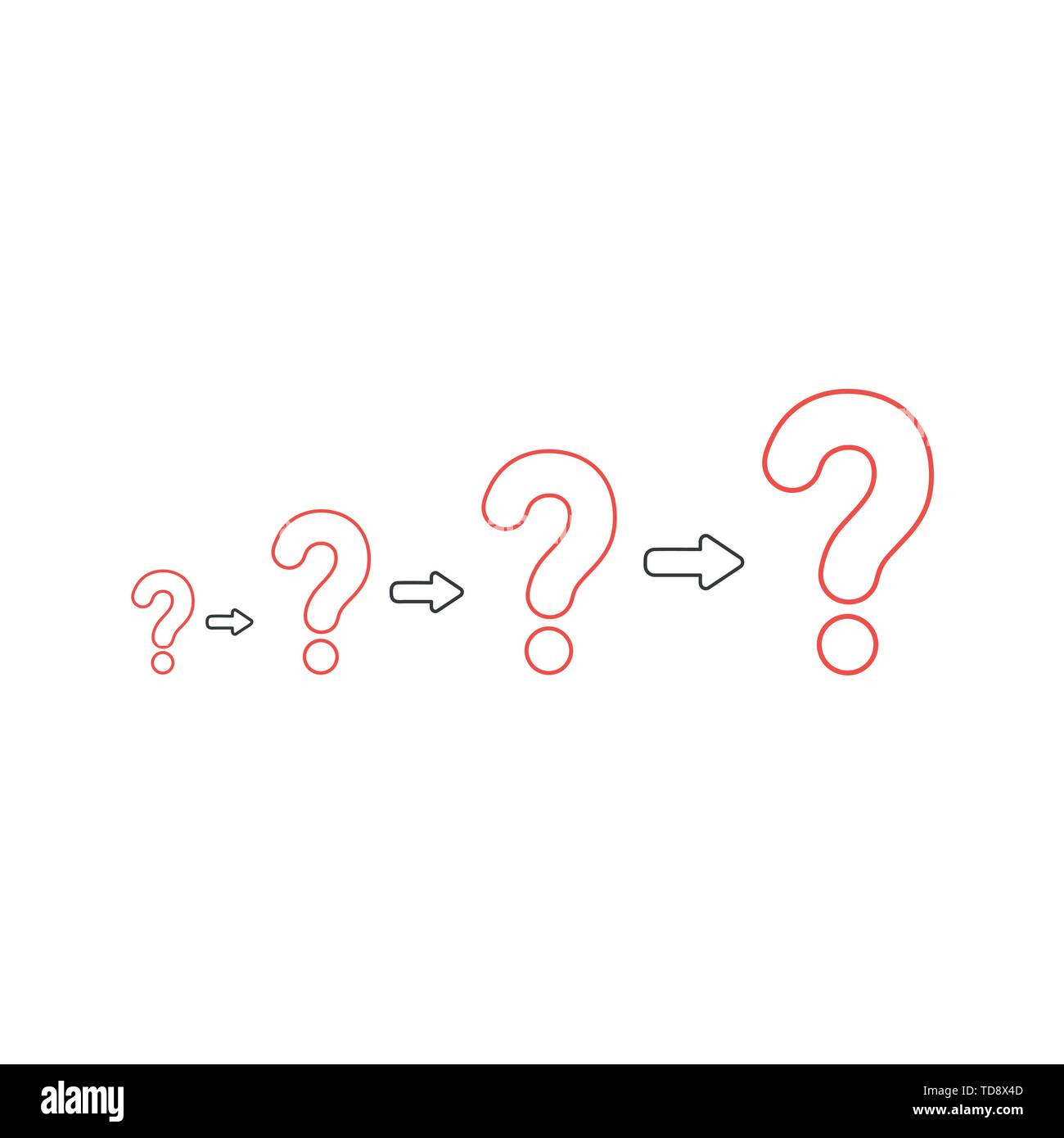 Vector icon concept of growing problems with question marks. White ...