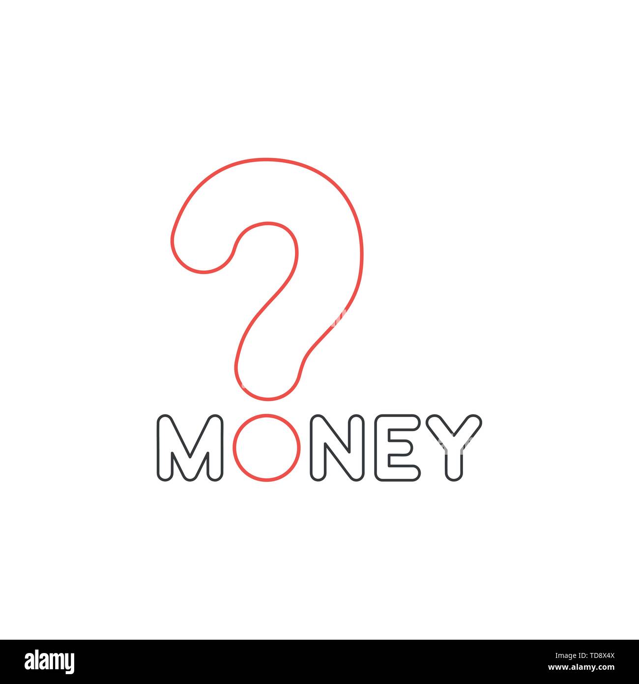 Vector icon concept of money text with question mark. White background ...