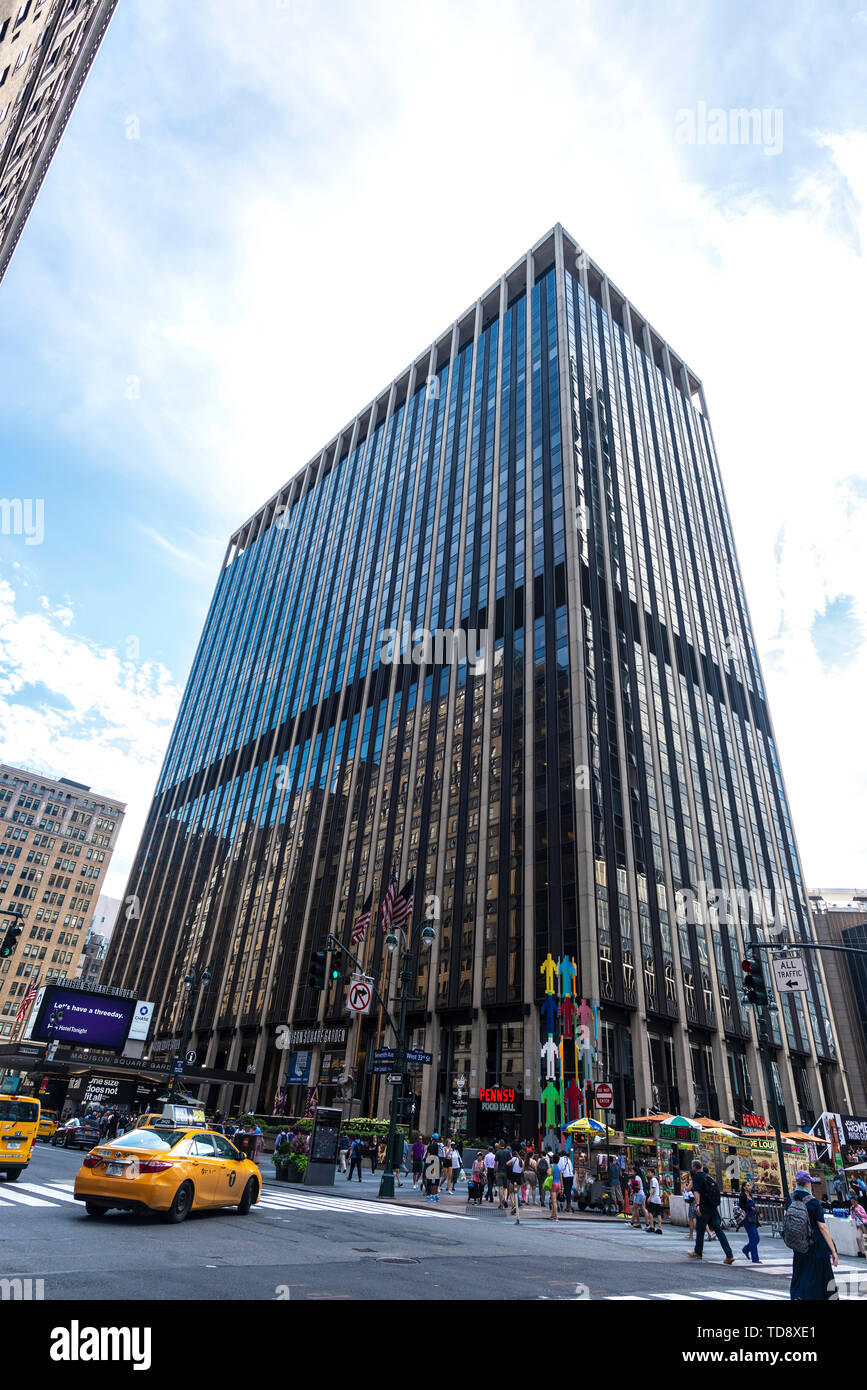 New York City, USA - July 31, 2018: Facade of the Madison Square Garden ...