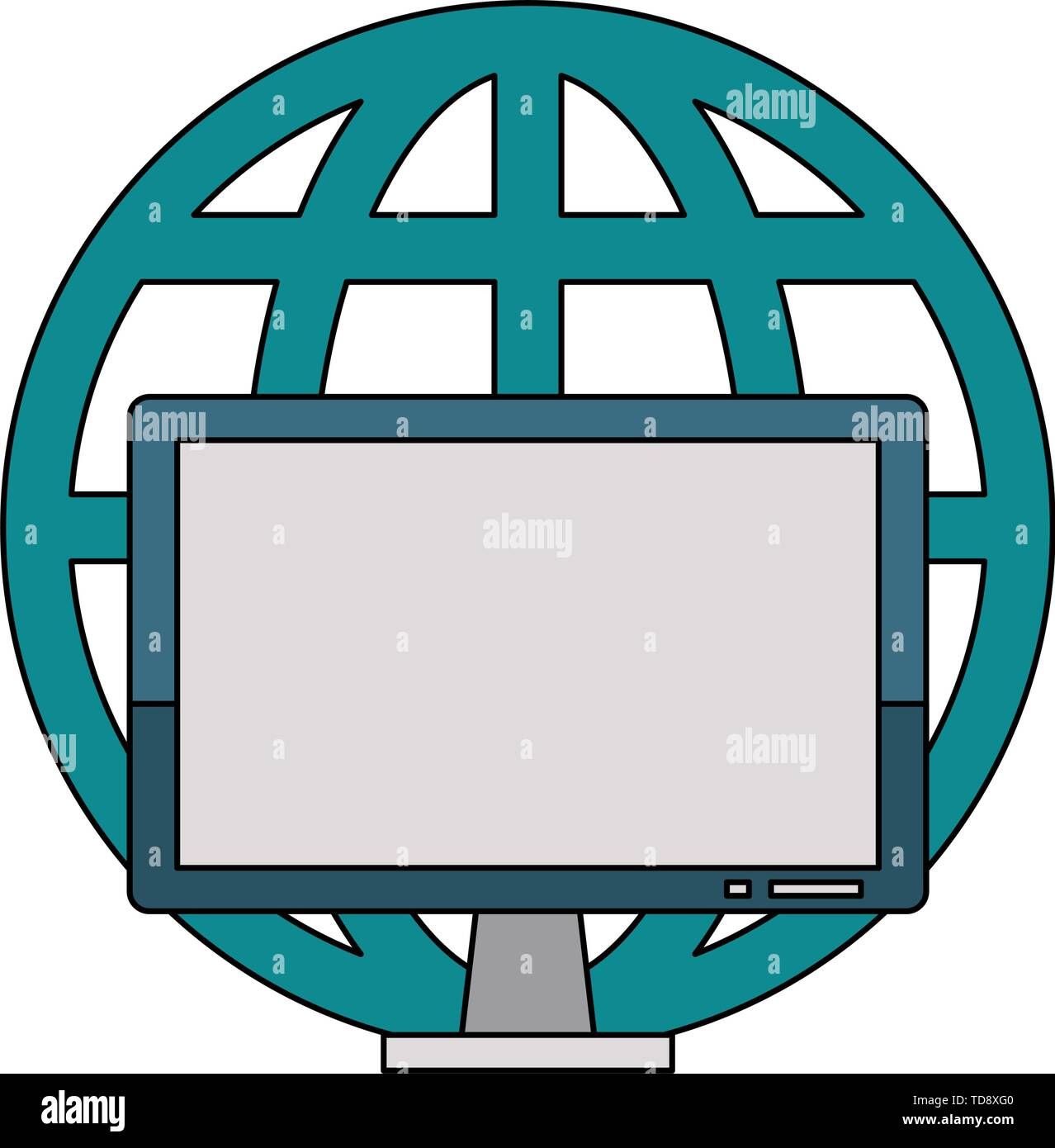 Computer hardware screen with global sphere symbol Stock Vector Image ...