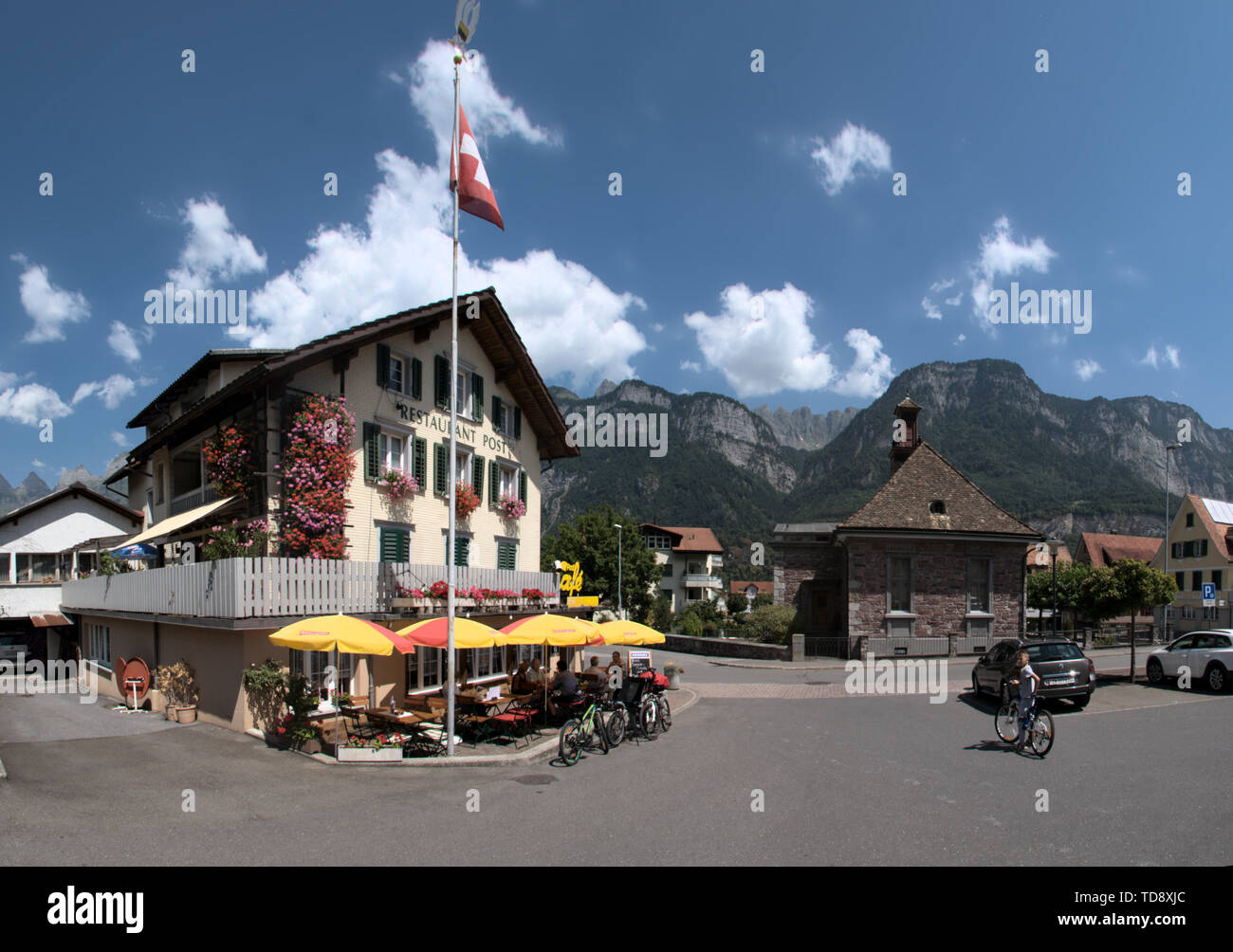 Town centre of Flums Swiss Alps Stock Photo - Alamy