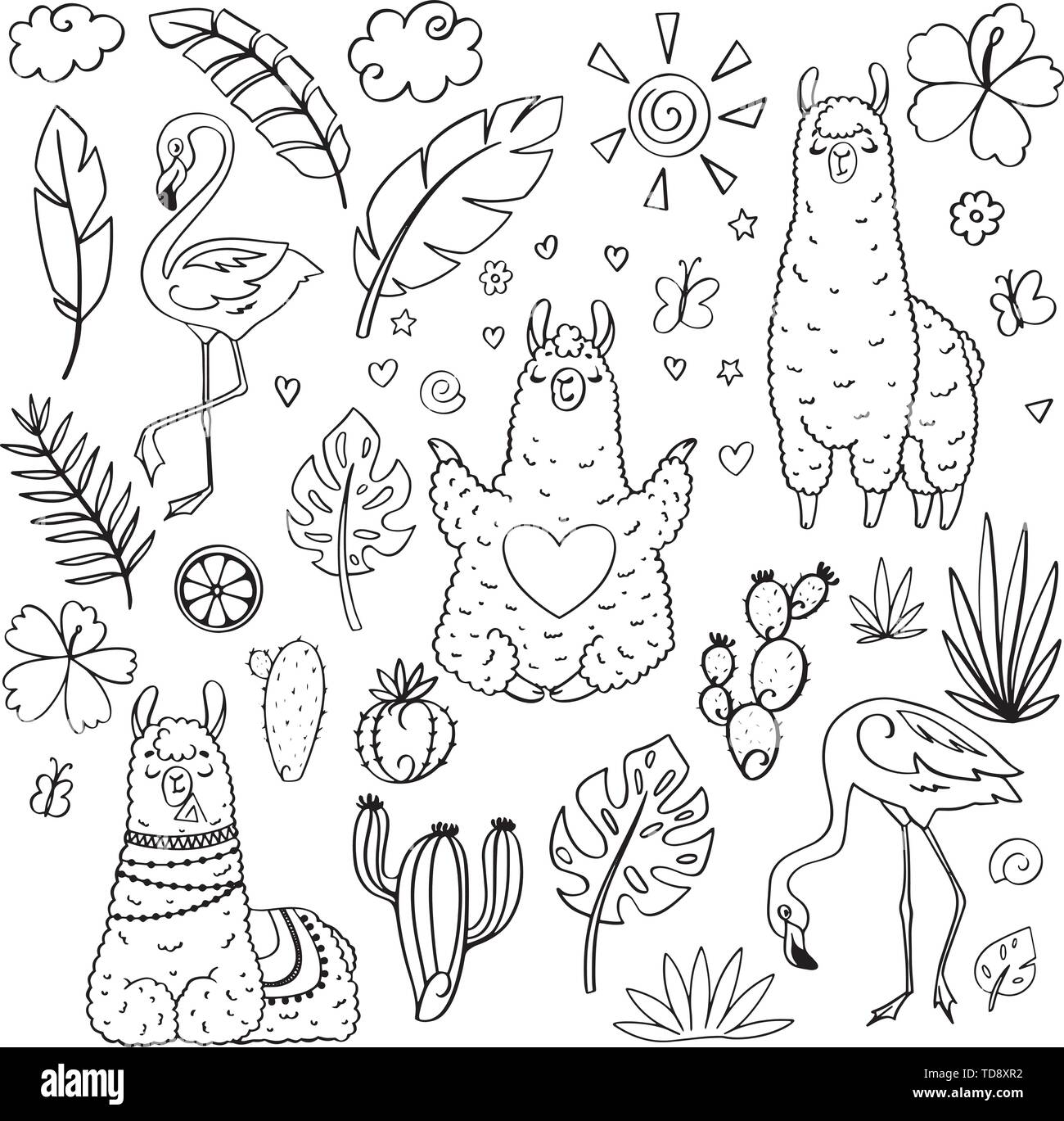 Cartoon character lama animal Black and White Stock Photos & Images - Alamy