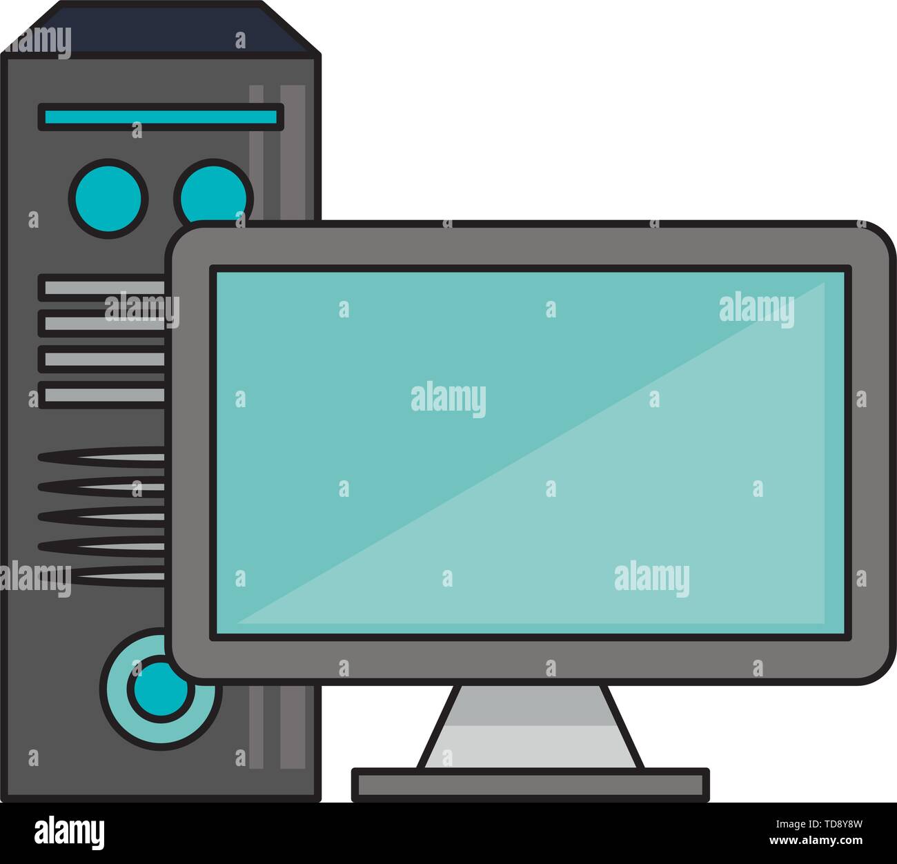 Computer monitor and cpu technology Stock Vector Image & Art - Alamy