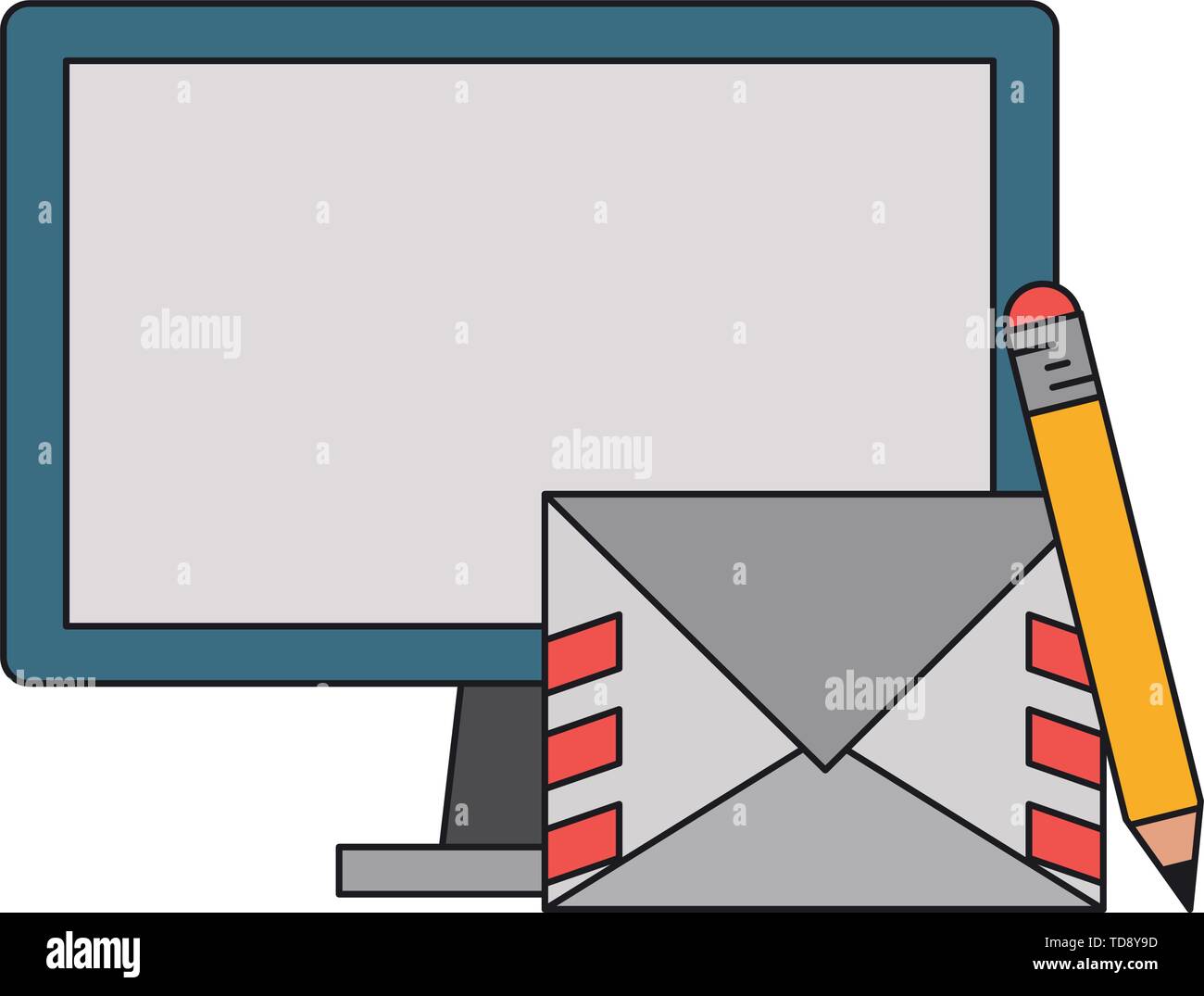Computer and envelope with pencil symbols Stock Vector Image & Art - Alamy