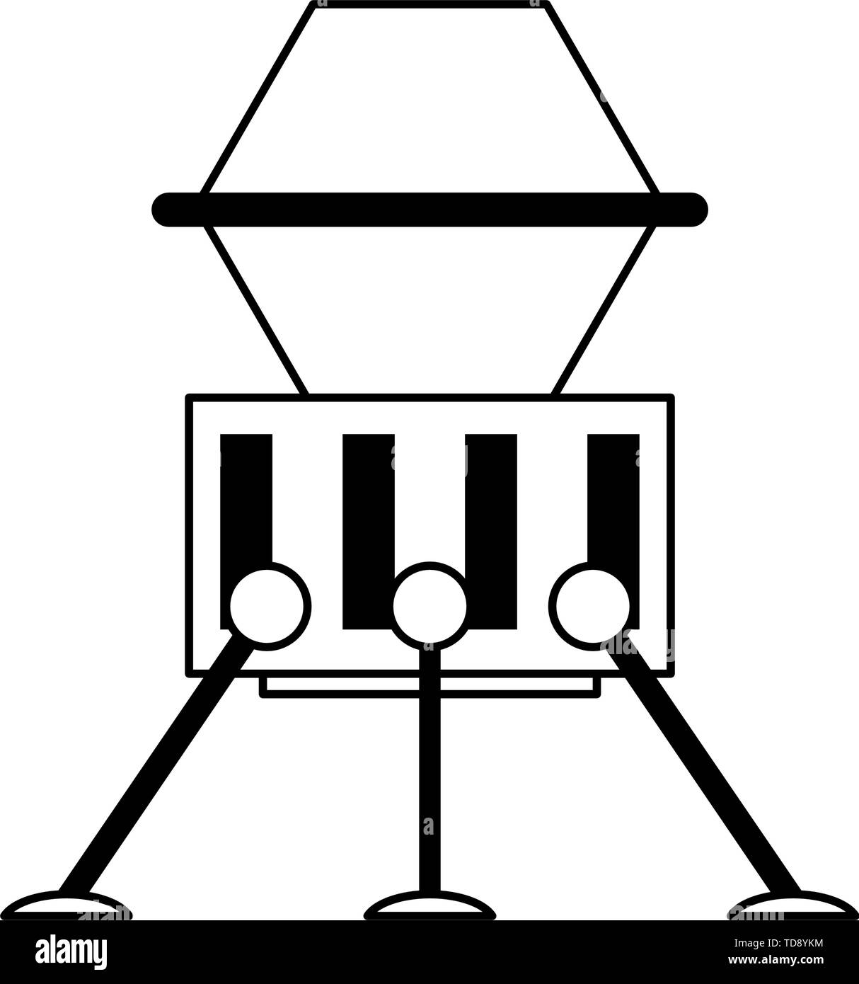 Spaceship vertical take off position symbol isolated in black and white ...