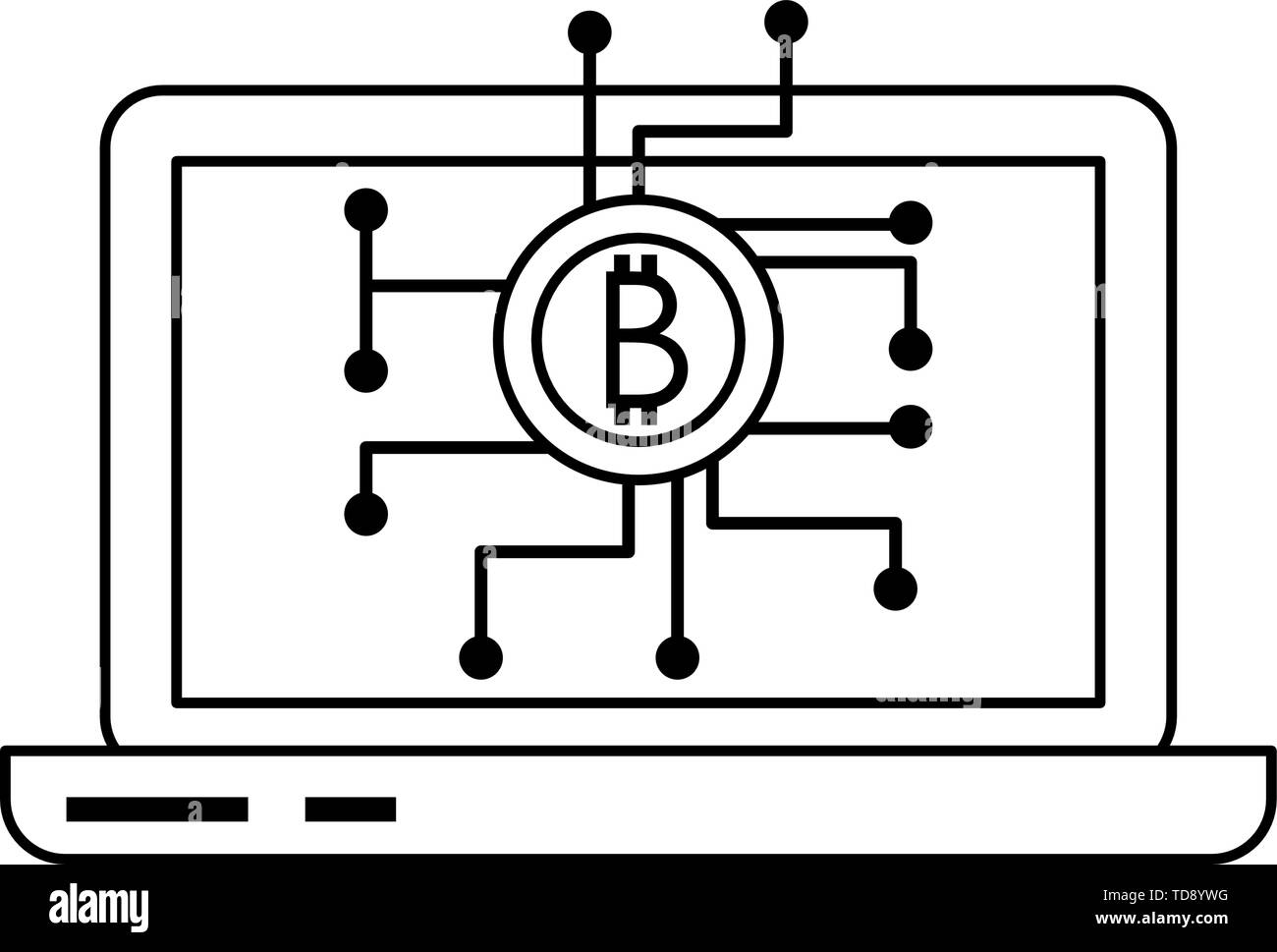 Bitcoin cryptocurrency digital money symbols in black and white Stock ...