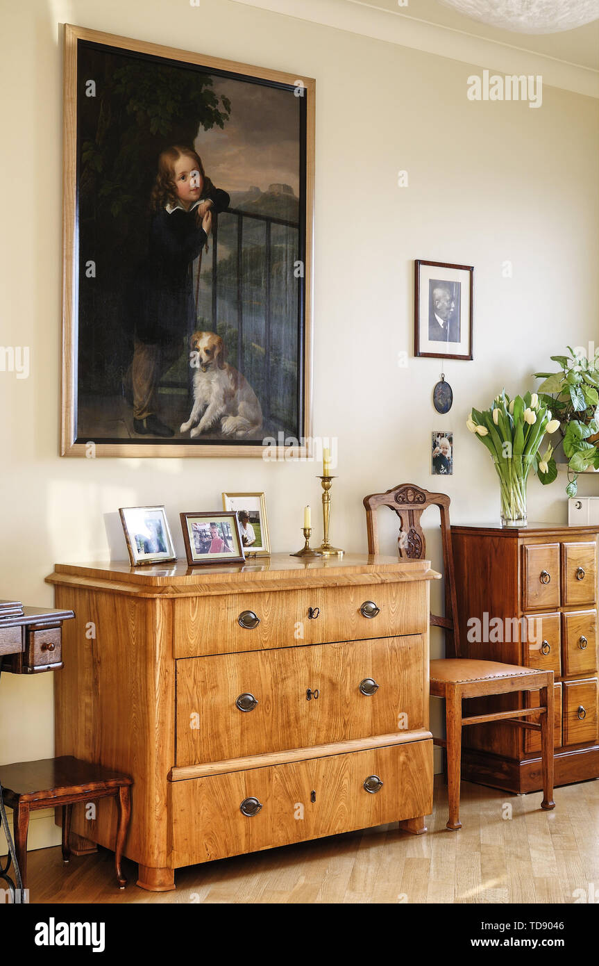 Portrait painting above period chest of drawers UK AND IRISH RIGHTS ...